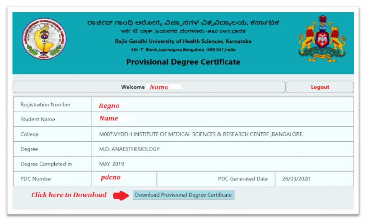 Provisional Degree Certificate Rguhs Edenpna